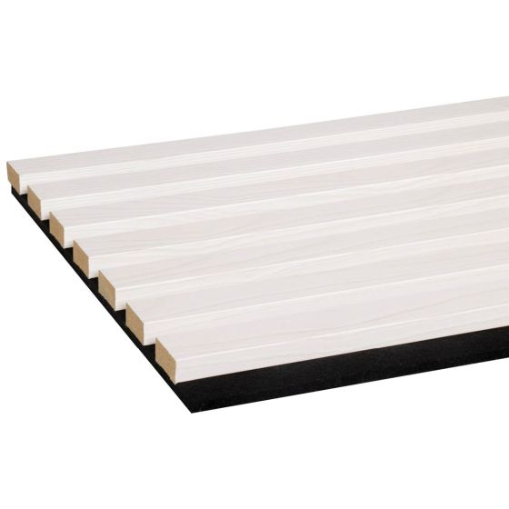 Panou riflaj acustic Decowall alb cu nervuri
